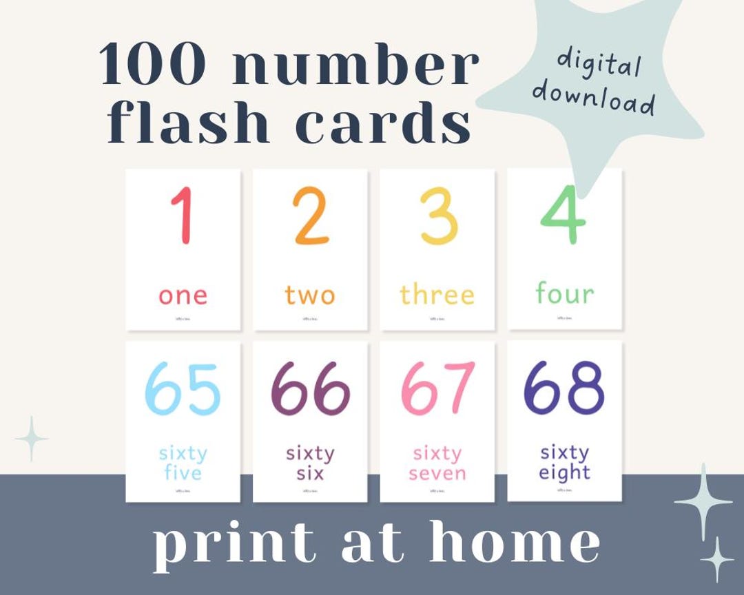 Number Flashcards 1–100 | A6 Size | Printable | Easy Read Numbers ...