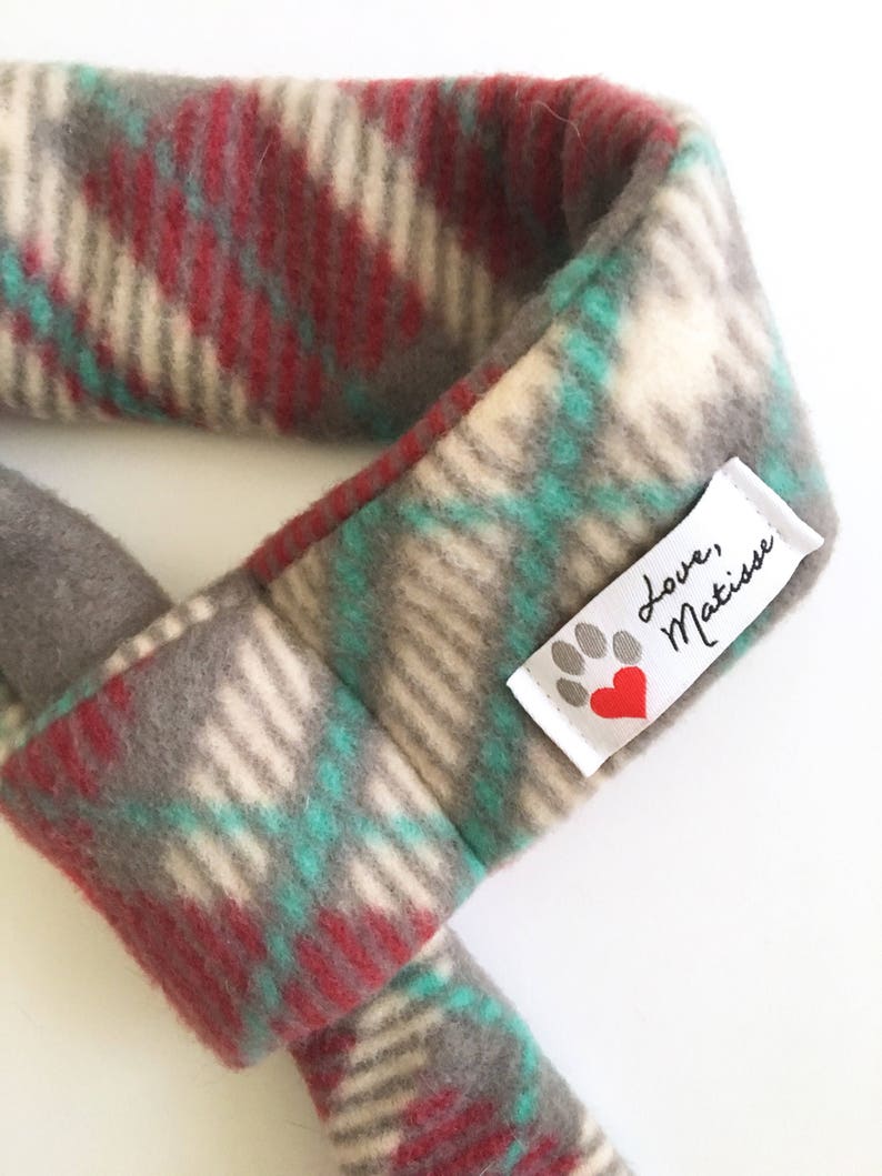 Fleece Dog Scarf, Plaid Dog Scarf, Winter Dog Scarf, Holiday Dog Scarf ...