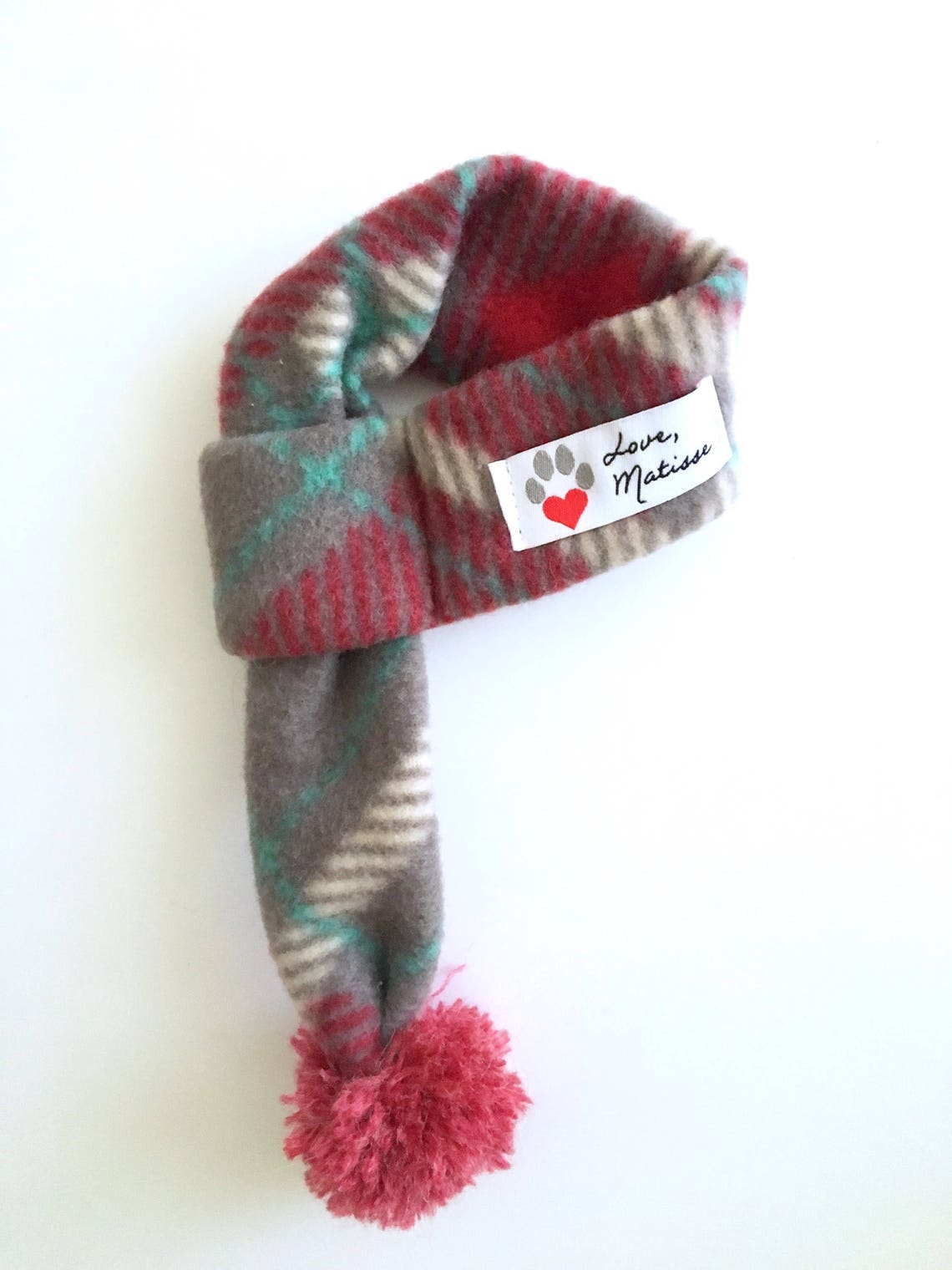 Fleece Dog Scarf, Plaid Dog Scarf, Winter Dog Scarf, Holiday Dog Scarf ...
