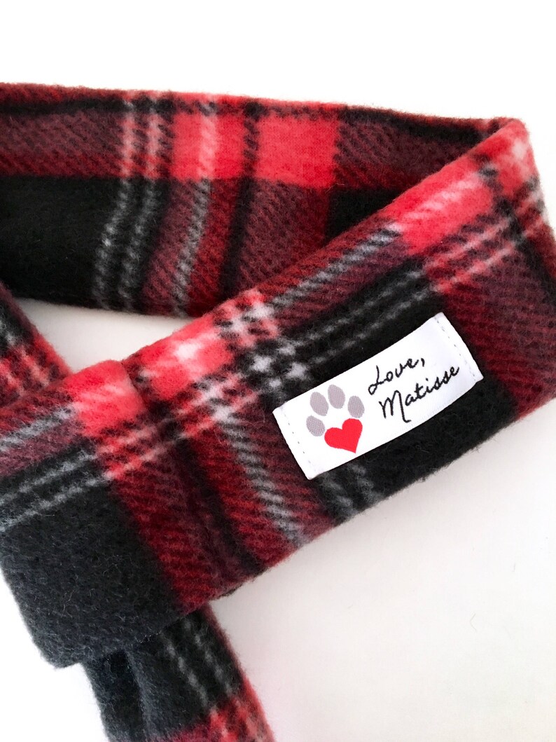 Red Plaid Dog Scarf Holiday Dog Scarf Pom Dog Scarf | Etsy