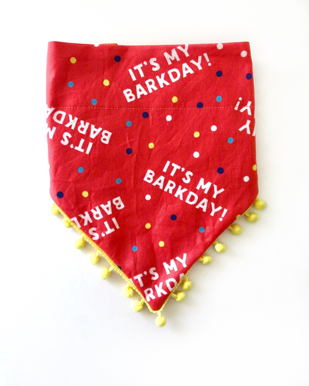 Barkday Dog Bandana: Birthday Pom Trim, Gotcha Day Accessory - Etsy