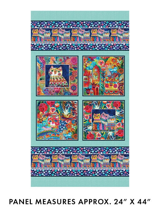 Sunshine Cats Panel Turq/multi by Oxana Zaika for Benartex - Etsy