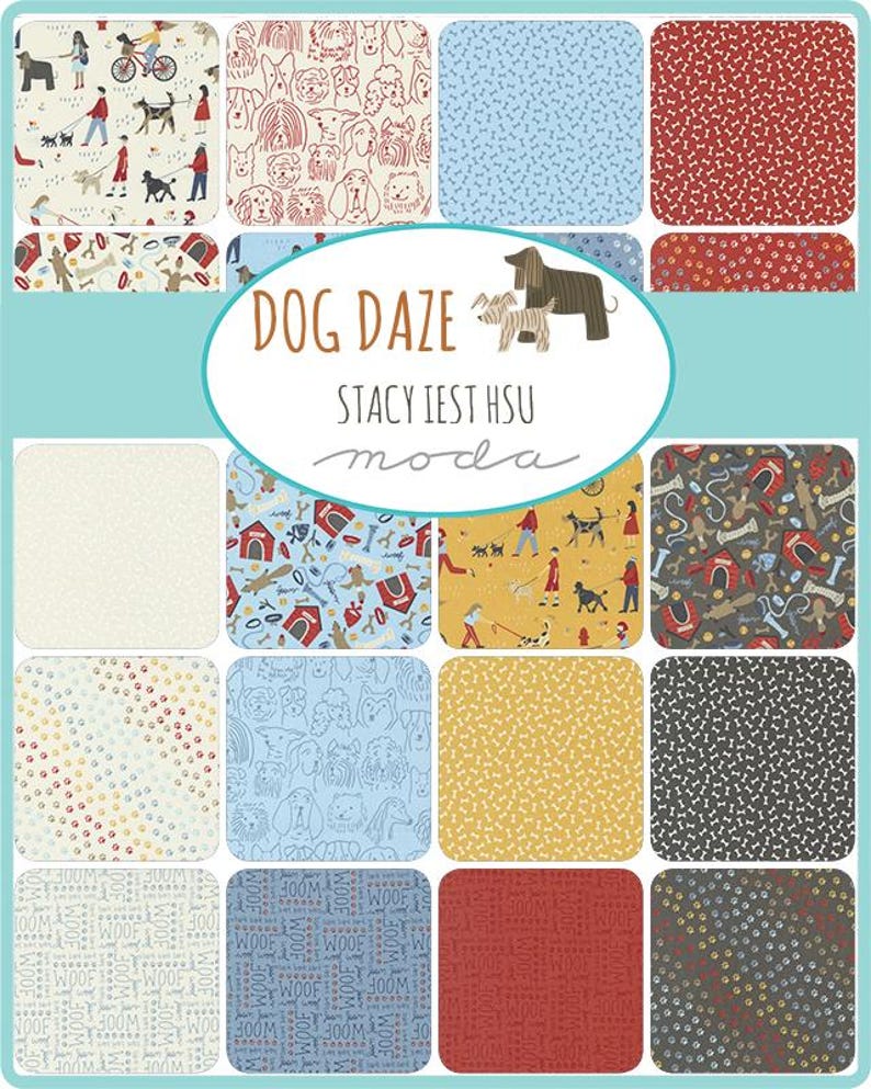 Dog Daze Layer Cake, by Stacy Iest Hsu for Moda - Etsy