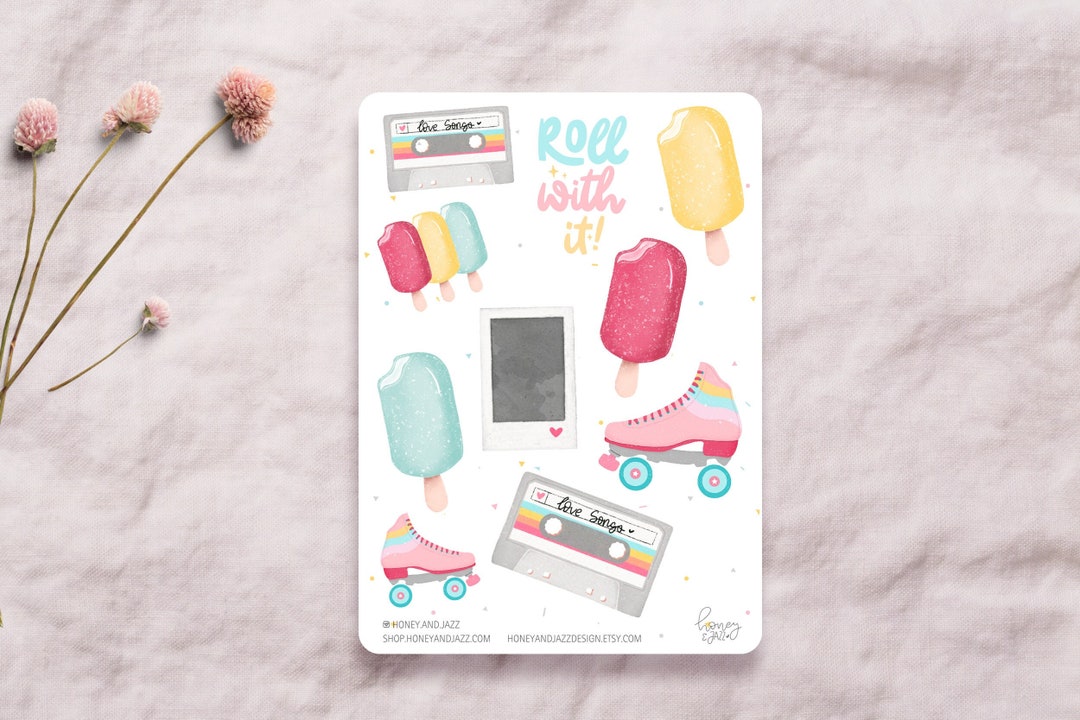 Planner Stickers RETRO 80s Hand Drawn Stickers Calendar, Letters ...