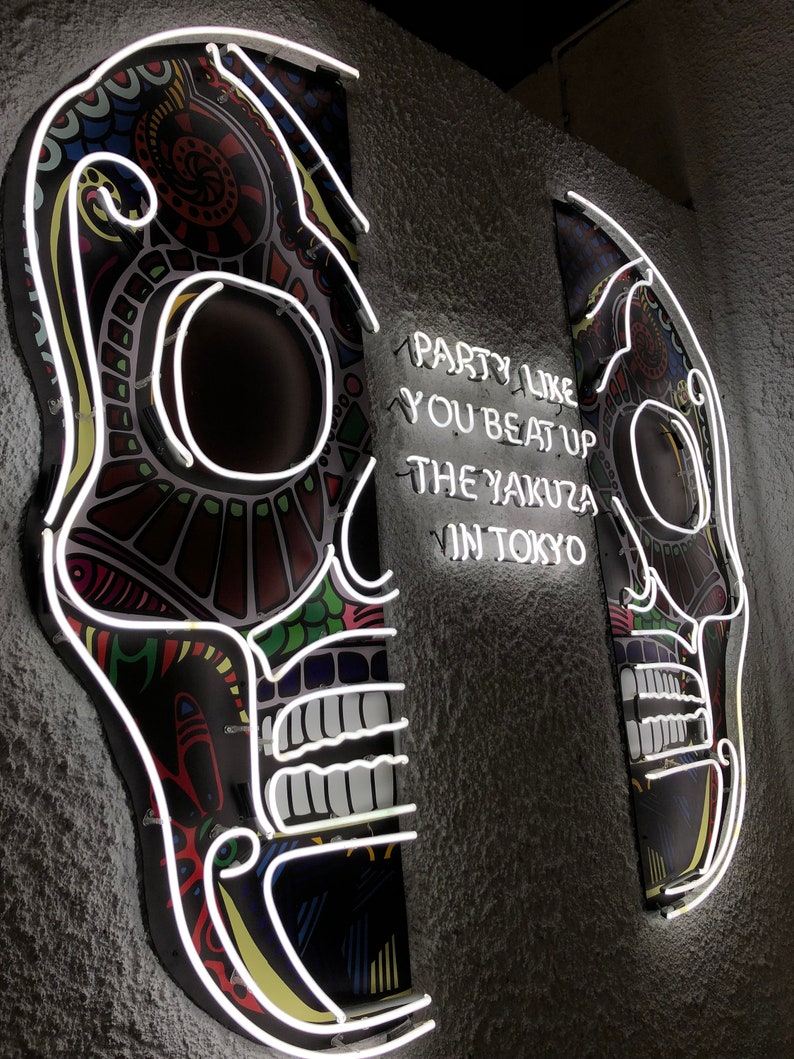 Large Skull Neon Sign Handmade Customized Decor Neon Sign Mexican Skull ...