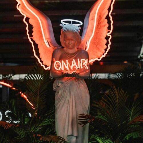 Large Neon Art on Statue Sculpture Unique Hand Made and - Etsy