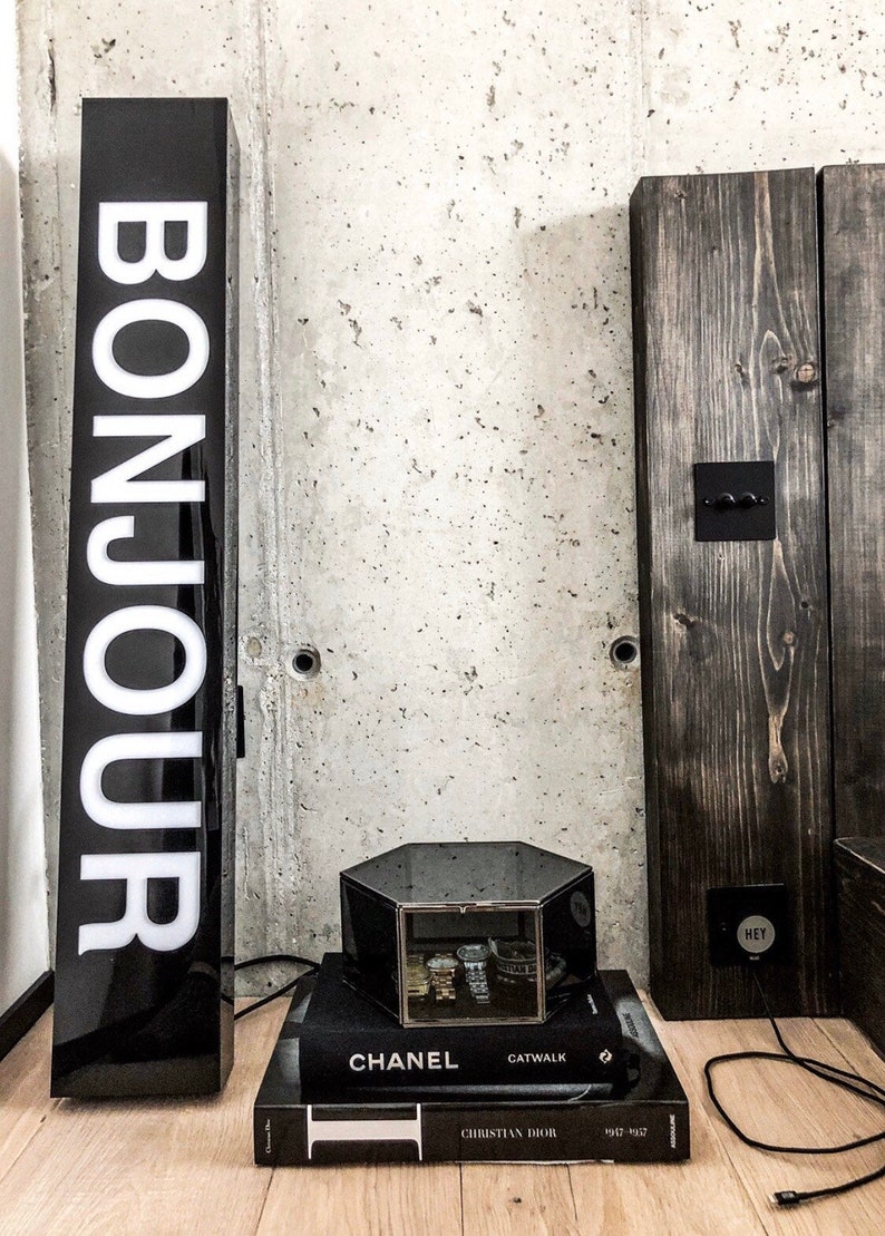 Bonjour Lightbox Sign Plexiglass Led Light Box - Etsy