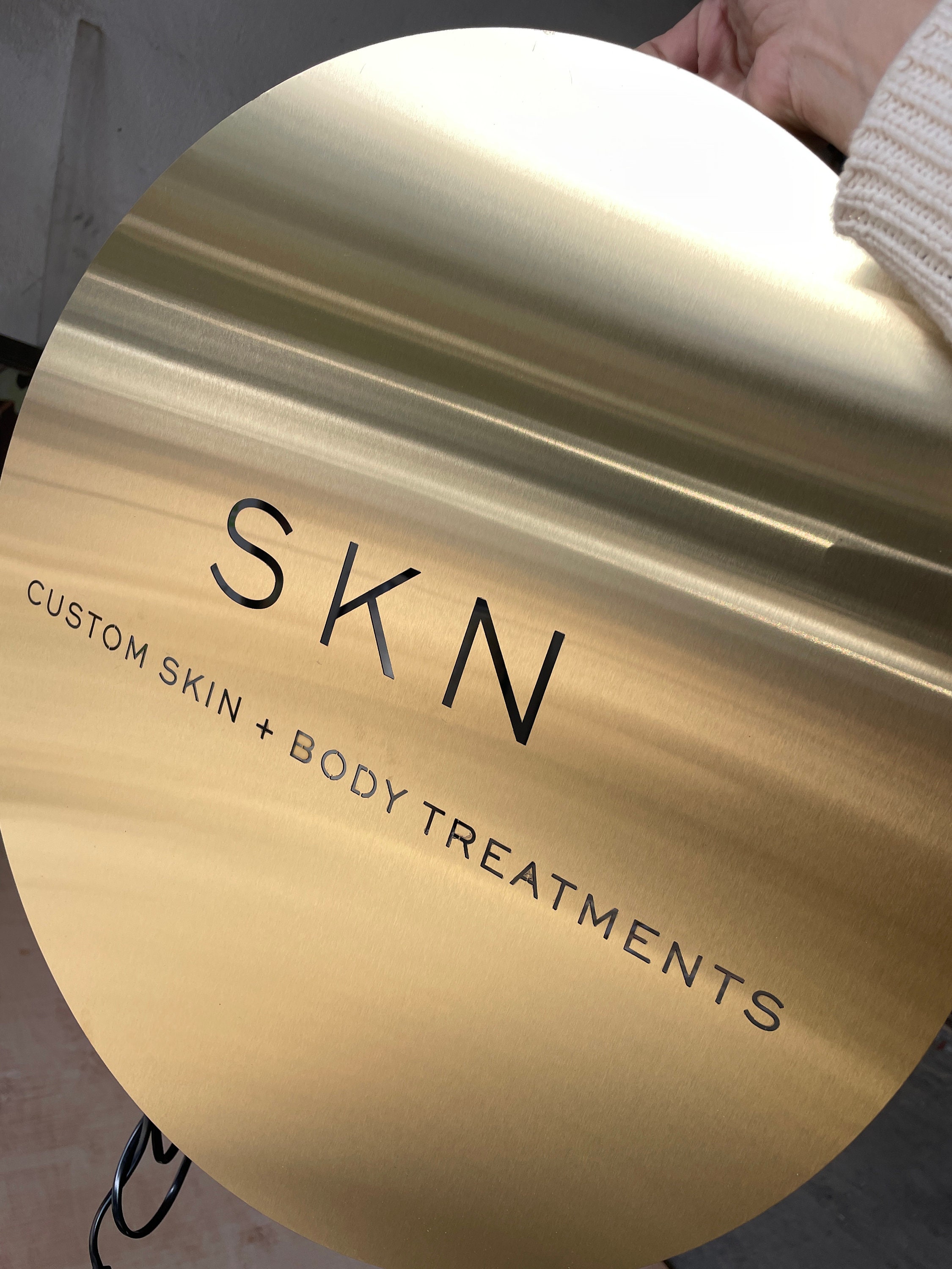 Custom Brass Business Sign - Gold Round Sign - Gold Illuminated Signage ...