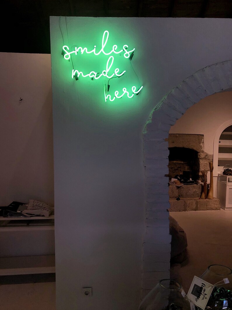 Smiles Made Here - Glass Neon Sign - Etsy