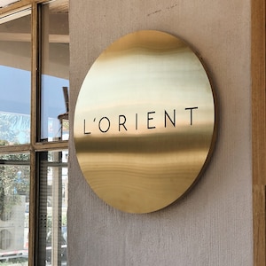 Custom Brass Business Sign - Gold Round Sign - Gold Illuminated Signage ...