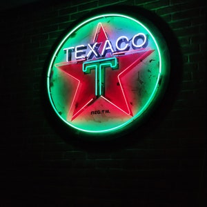 Neon Sign - "texaco T" Glass Tube Neon Sign - Etsy
