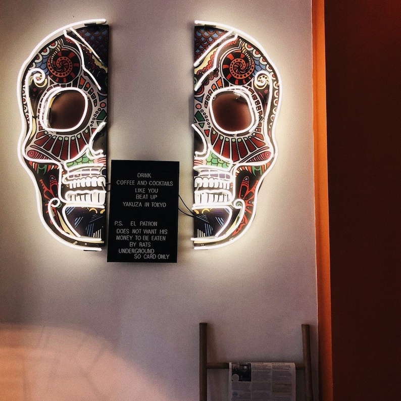 Large Skull Neon Sign - Handmade Customized Decor Neon Sign - Mexican ...