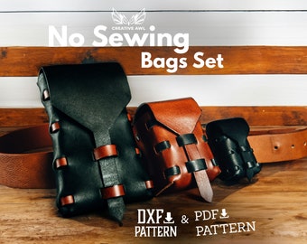 PDF & DXF Leather EDC Puch Belt Case Pattern Hip Bag Pattern Leather ...