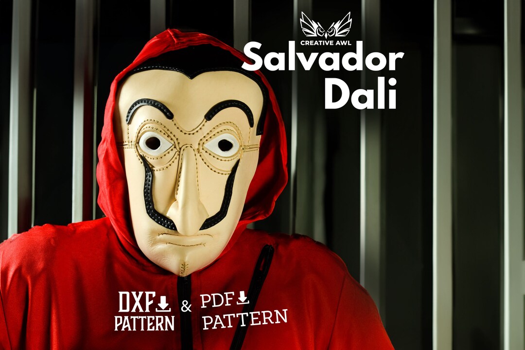 PDF & DXF Leather Salvador Dali Mask Pattern, Leather Halloween Mask ...