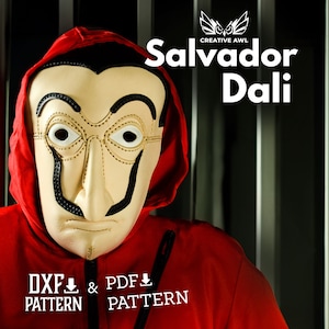 PDF & DXF Leather Salvador Dali Mask Pattern, Leather Halloween Mask ...