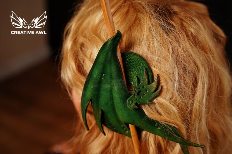 PDF & DXF Green Dragon Hair Barrette Pattern - Etsy
