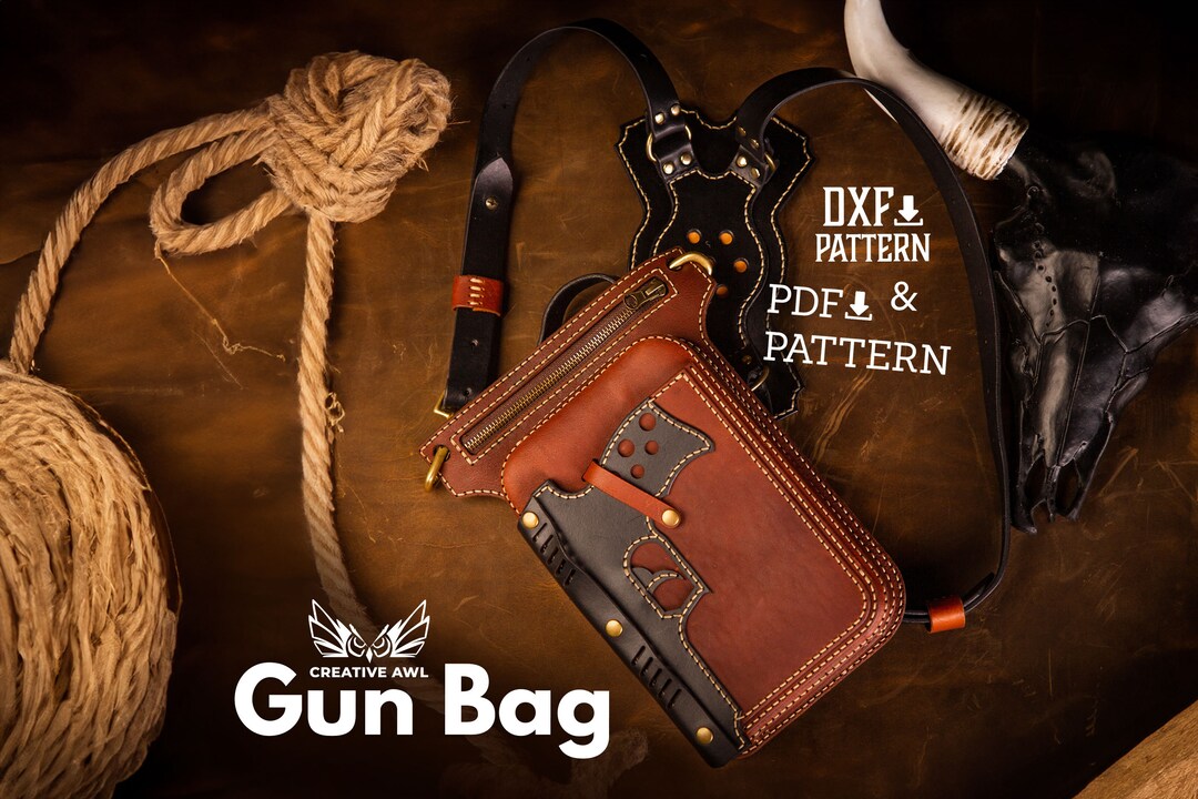 PDF & DXF Leather Gunbag Pattern - Leather Bag Template - Leather PDF ...