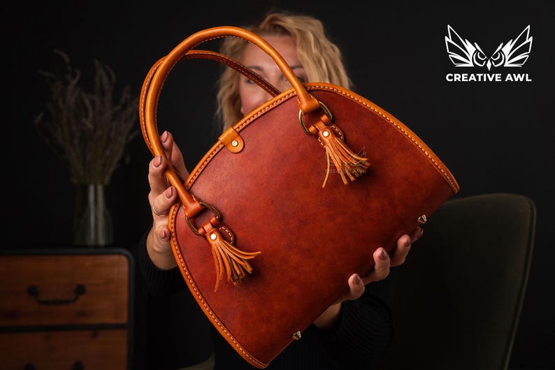 Leather Tassel Purse Pattern: Handbag With Rolled Handles (PDF & DXF ...