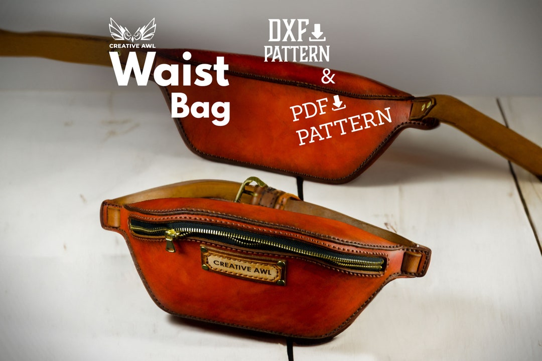PDF & DXF Leather Bag Pattern - Leather Waist Bag Pattern - Leather ...