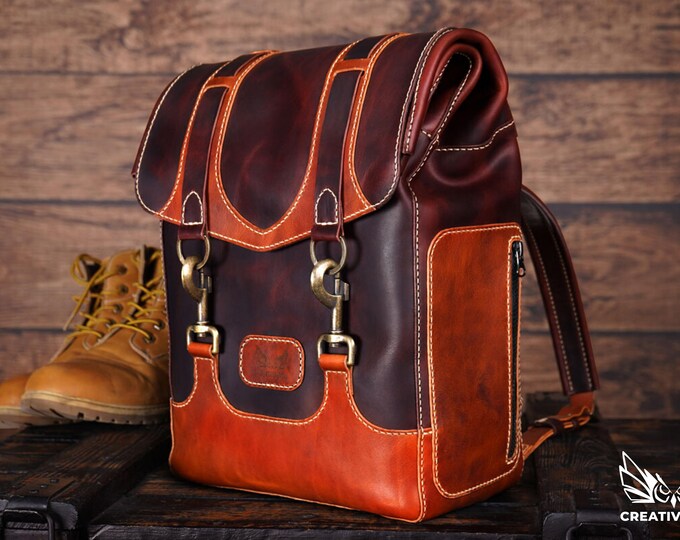 Leather via Appia Roll-top Backpack Pattern - Leather Backpack Template ...