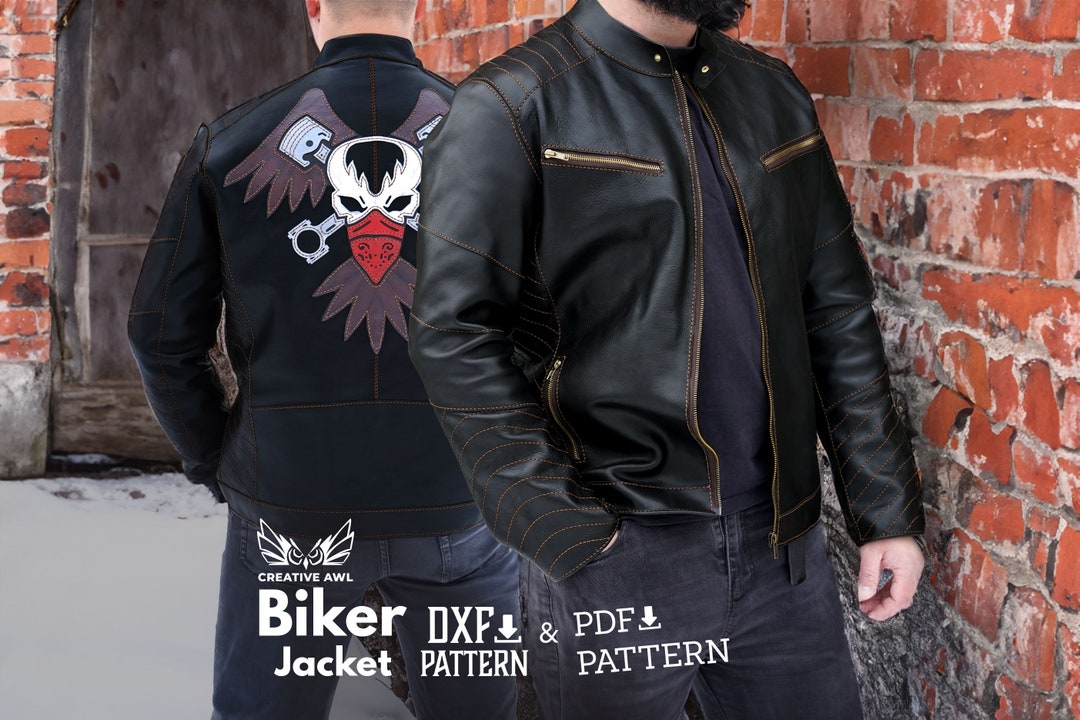 Men's Leather Biker Jacket Pattern: Sizes M-4XL (PDF & DXF) - Etsy