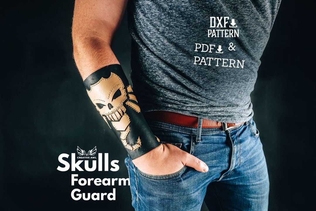 PDF & DXF Leather Skulls Pattern - Forearm Guard - Leather Pattern - Steampunk Skulls - Pdf ...