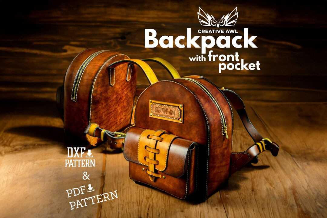 Leather Backpack Pattern: DIY Bag With Front Pocket (PDF & DXF) - Etsy