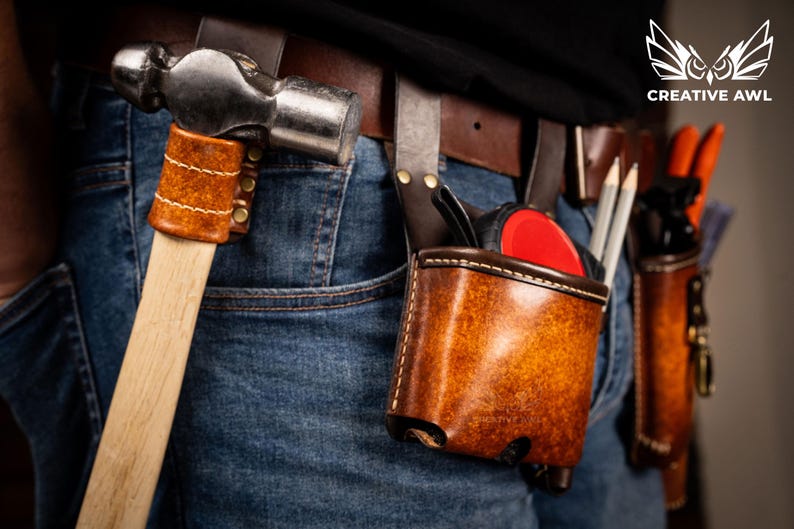 Leather Tool Belt Pattern: Triple Pocket Design (PDF & DXF) - Etsy