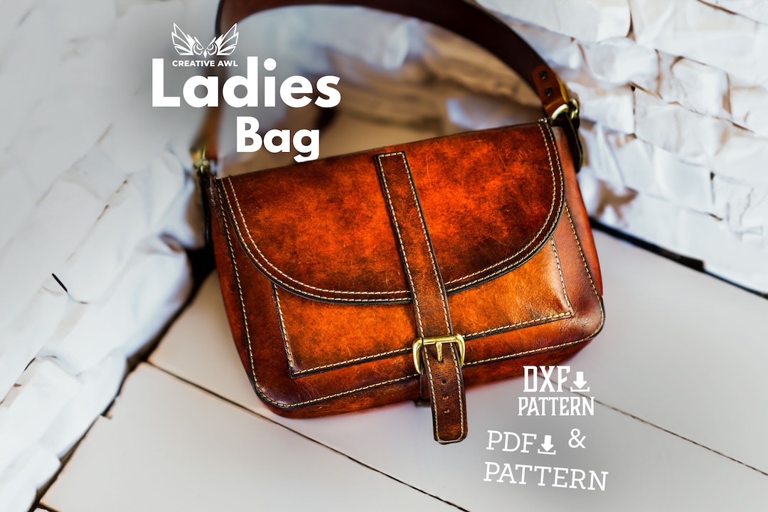 PDF & DXF Leather Bag Pattern - Leather Shoulder Bag Pattern - Leather ...