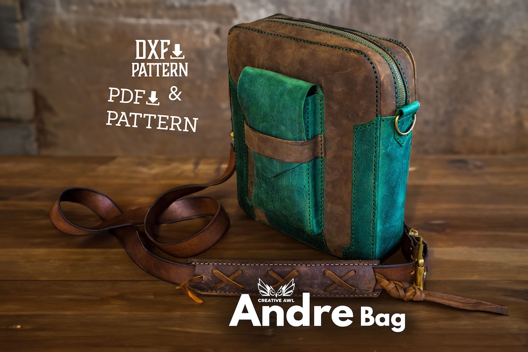 PDF & DXF Leather Andre Bag Pattern - Leather Messenger Bag Pattern - Leather Template - Leather ...