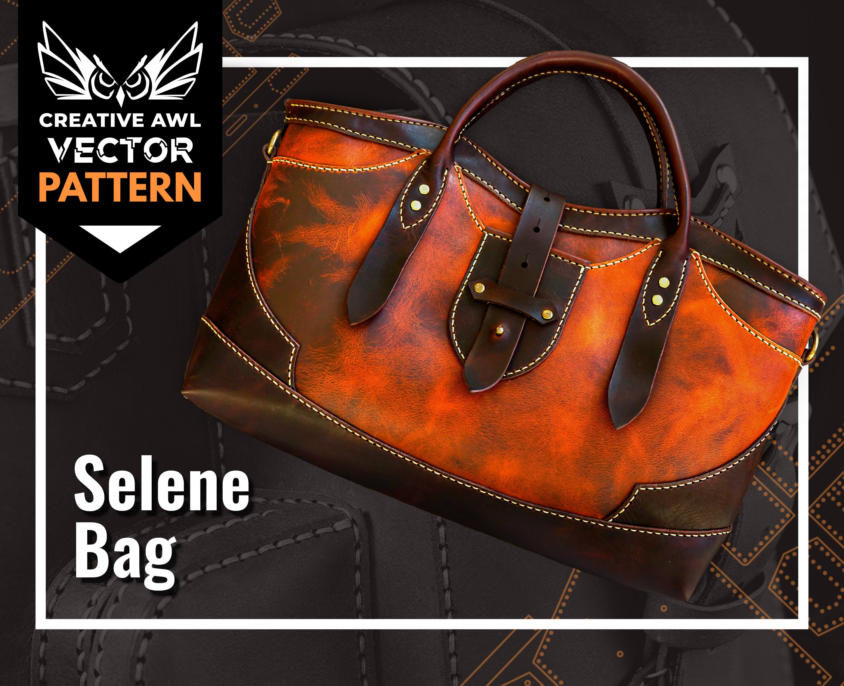 Laser PDF Selene Tote Bag Pattern - Leather Bag Pattern - Leather bag ...