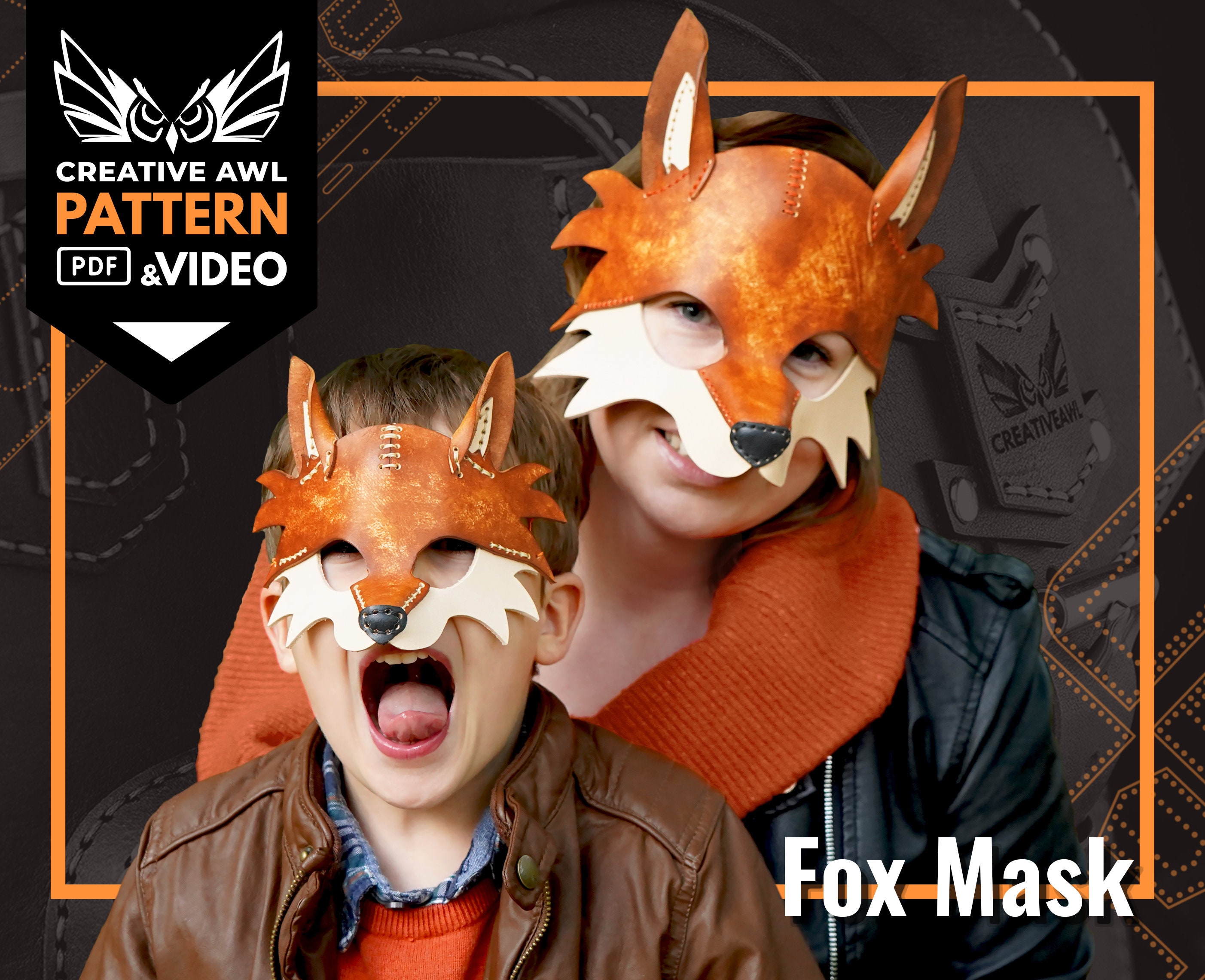 Leather Fox Mask Pattern, 3 sizes, Leather Mask pattern, Leather ...