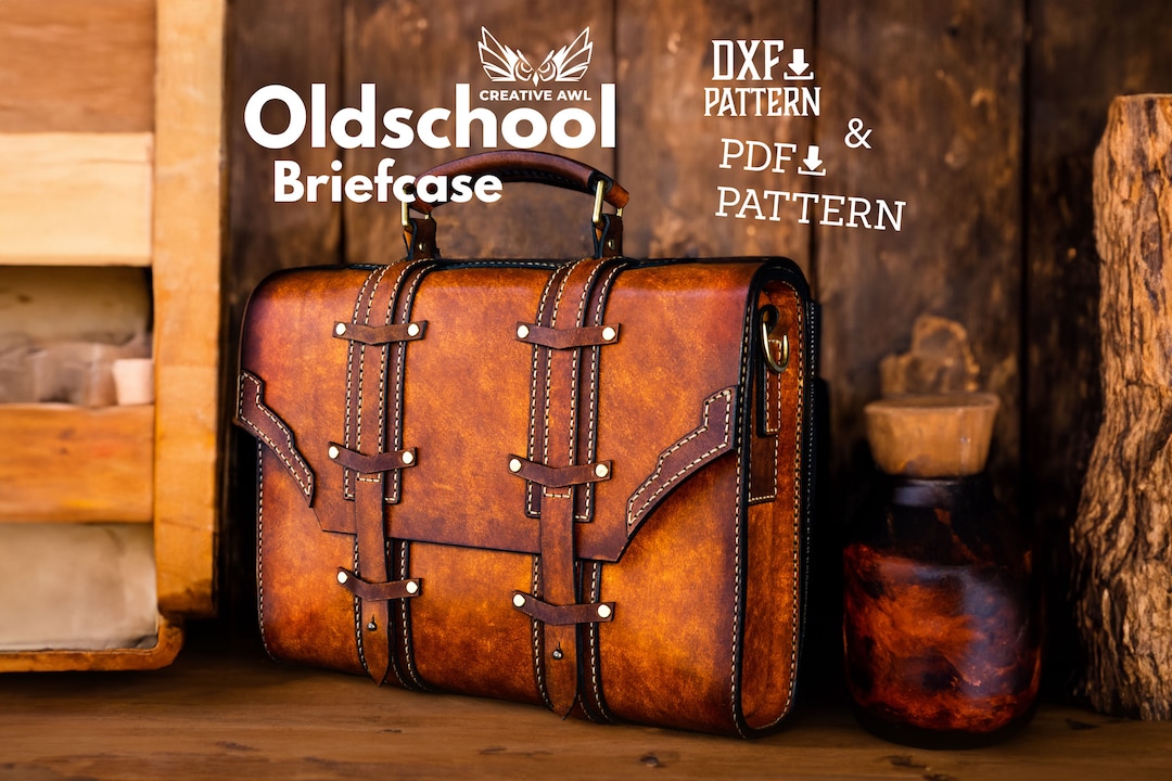 Oldschool Leather Briefcase Pattern: Shoulder Bag PDF Template (DXF) - Etsy