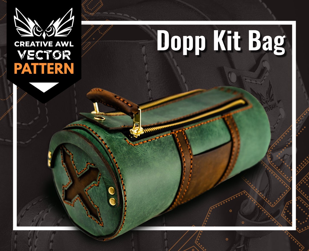 Laser PDF Leather Dopp Kit Bag Pattern Leather Toiletry - Etsy