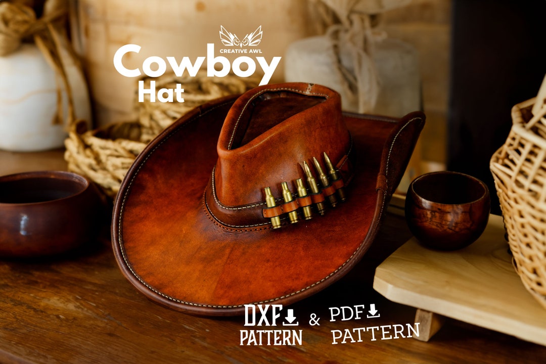 PDF & DXF Leather Cowboy Hat Pattern - Leather Cap Pattern - Leather ...
