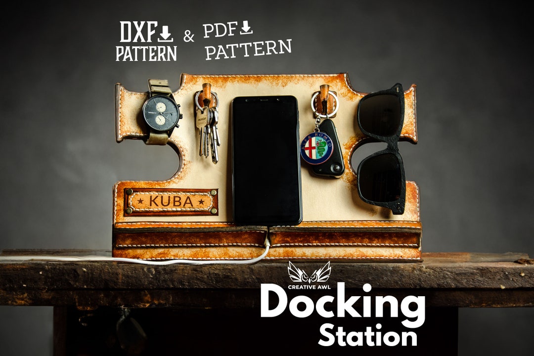 PDF & DXF Leather Docking Station Pattern - Leather Organizer Pattern ...