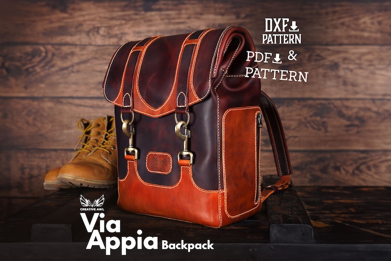 Leather Roll-top Backpack Pattern: via Appia Design (PDF & DXF) - Etsy
