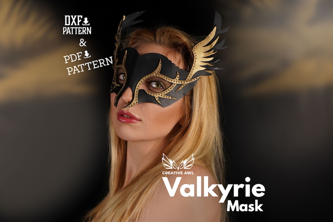 PDF & DXF Leather Valkyrie Halloween Mask Pattern, Leather Halloween ...