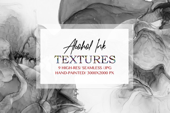 Unique Alcohol Ink Hand Painted Texture Set of 9 Black & | Etsy