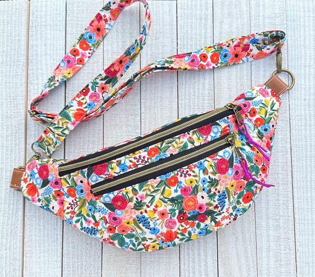 Cream Floral Fanny Pack, Hip Bag, Bum Bag, Waist Pack, Sling Bag ...