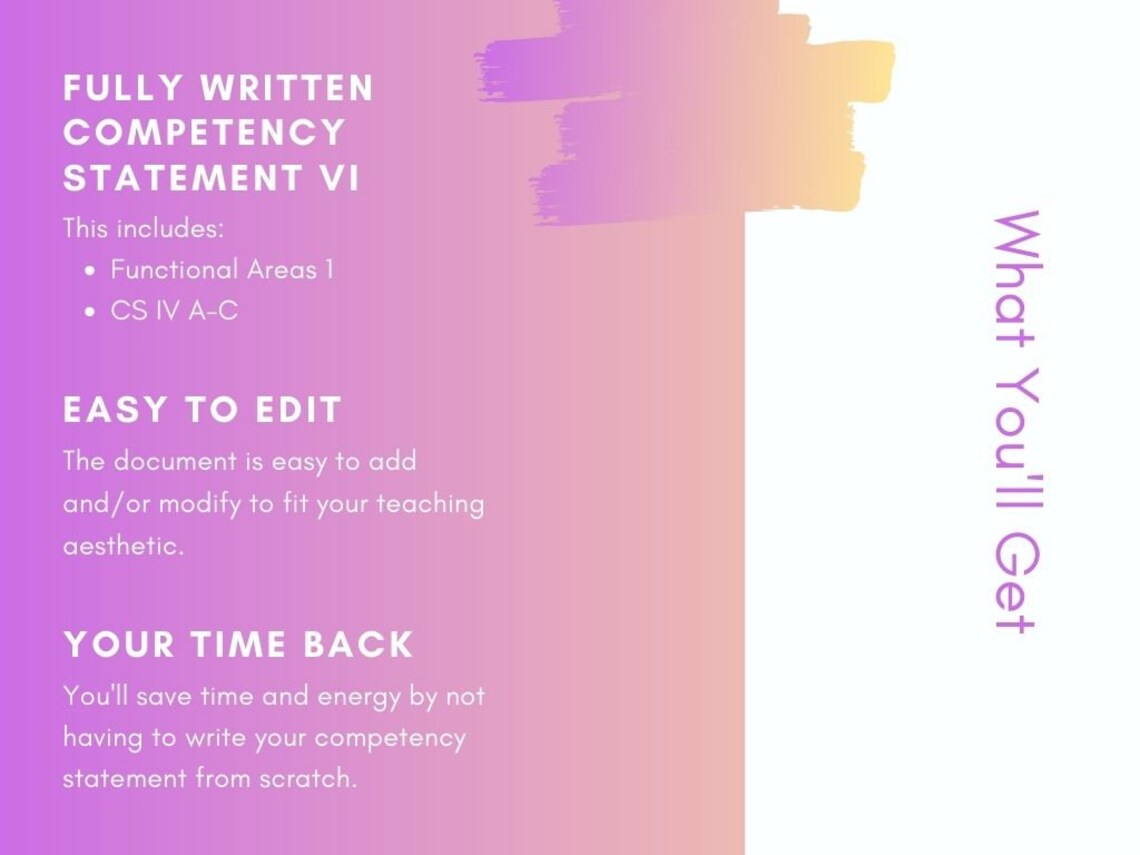 Fully Written CDA Competency Statement IV Sample Word Doc/ Save Time on ...