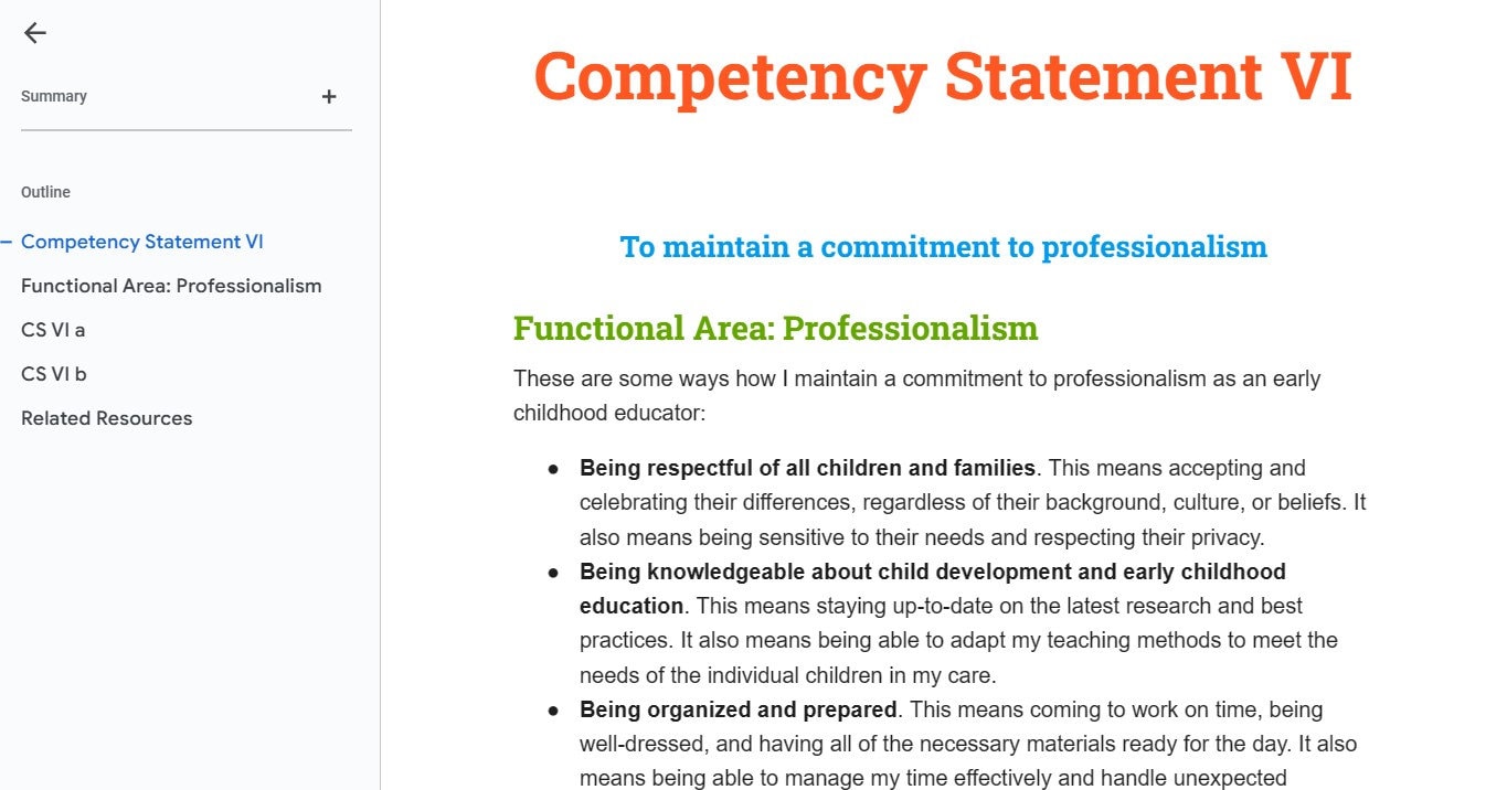 CDA Competency Statement VI: Save Time & Get Your Credential in No Time ... CDA Competency Statement VI: Save Time & Get Your Credential in No Time ...