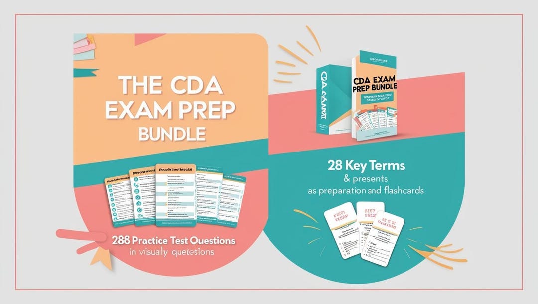 CDA Exam Prep Bundle: Practice Test (286 Questions) & Flashcards (28 ...