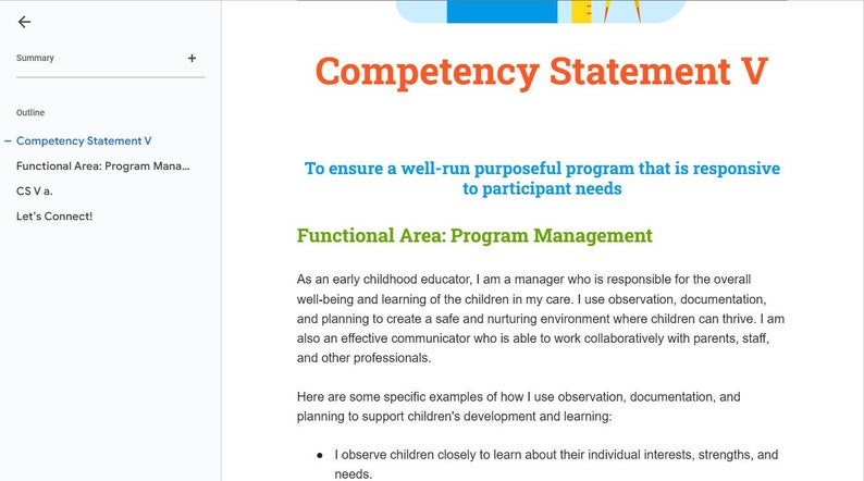 Fully Written CDA Competency V Statement + RC V Portfolio Builder Early ...