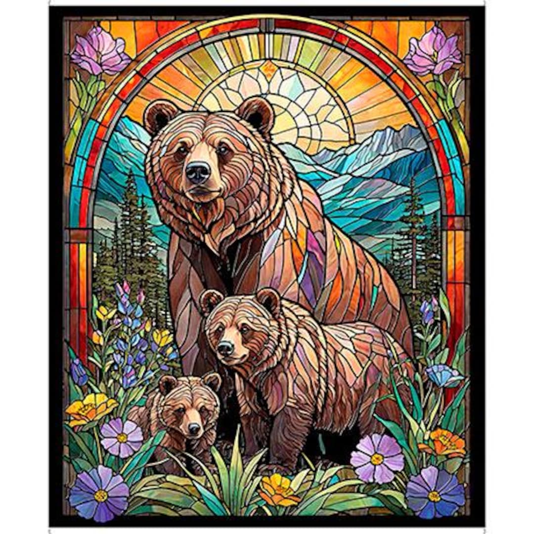 Sunlit Bears - Stained Glass Bears Panel by QT Fabrics // 100% Quilting ...