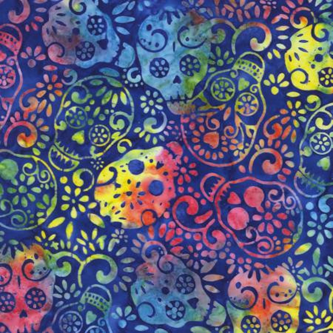 Robert Kaufman Celebration Sugar Skull Batik // Quilting Fabric // 100% ...