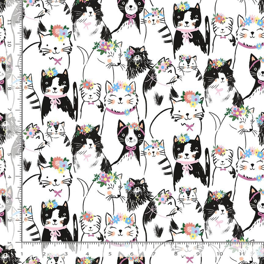 Timeless Treasures - Just Purrfect - Pretty Cats & Florals Fabric ...