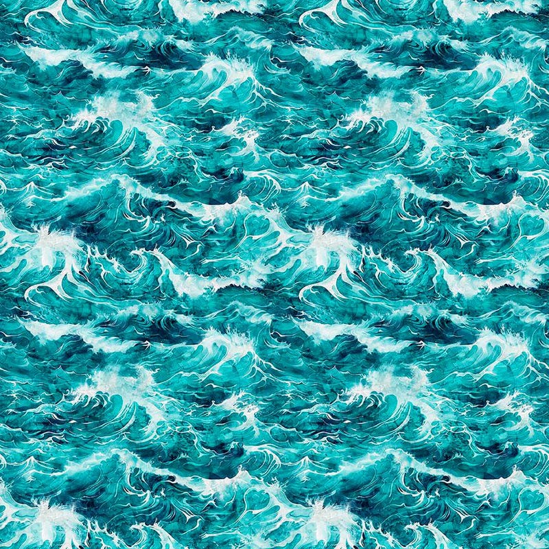 Green Water Waves Fabric - Etsy