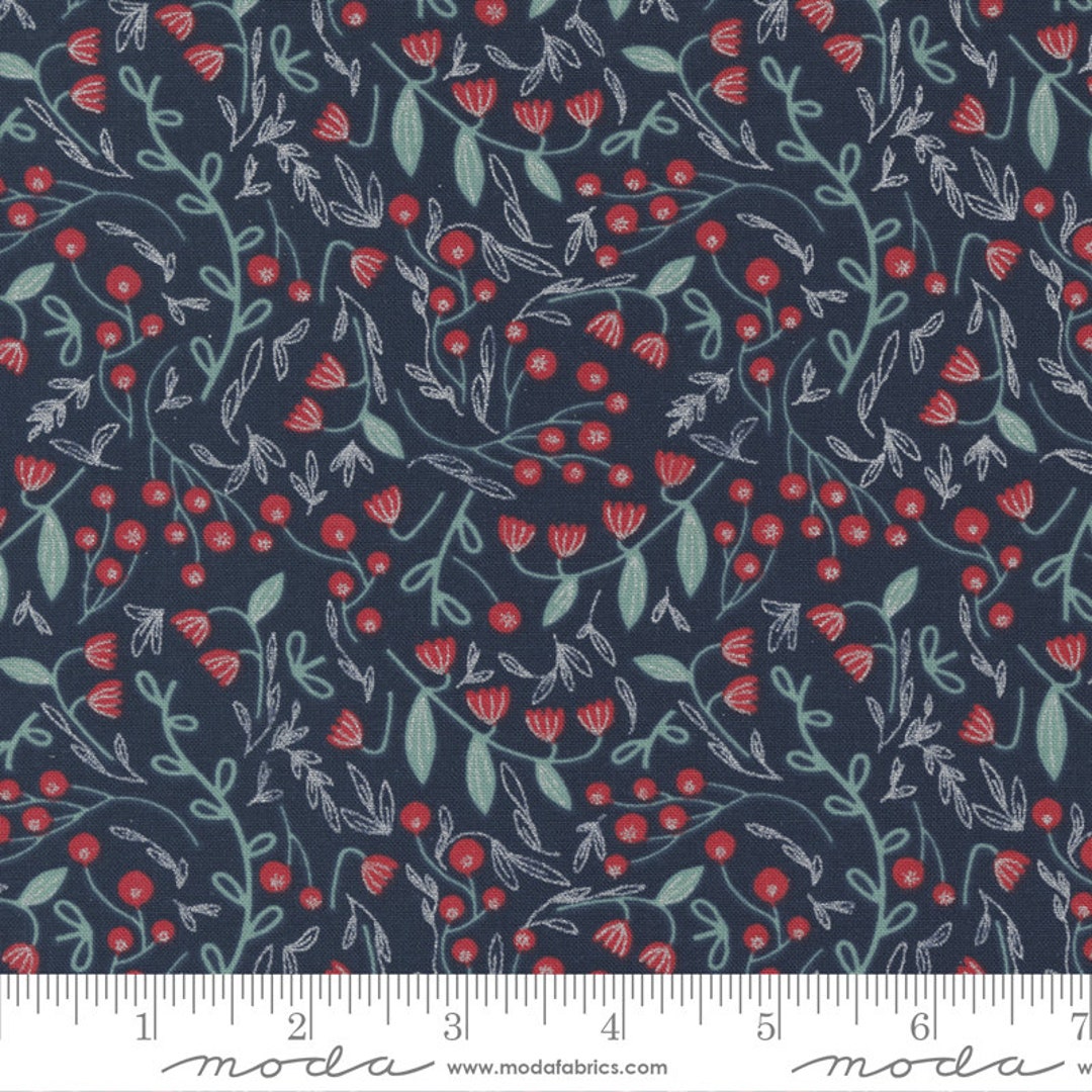 Merrymaking - Winter Berries Floral Winter Night by Moda Fabrics ...