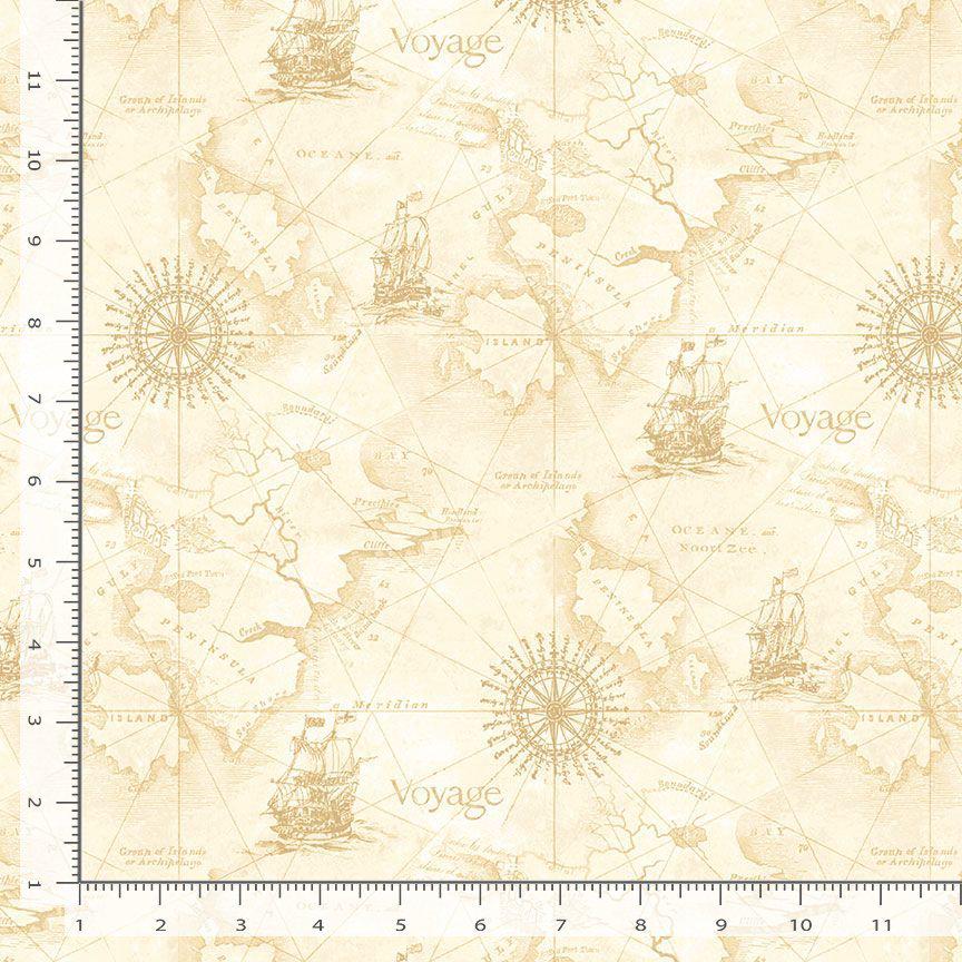 Beacon of Light - Natural Sea Map - Timeless Treasures Fabric ...